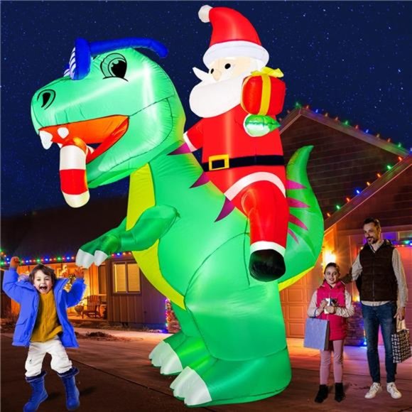 Holiday | 8ft Dinosaur Christmas Inflatable Decoration With Lights ...